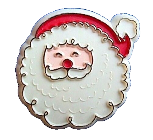 Hallmark PIN Christmas Vintage SANTA CLAUS Face Gold Trim 70s Holiday ...