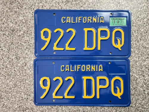 1970 California License Plates, 1971 Validation, Pro-Restored, DMV ...