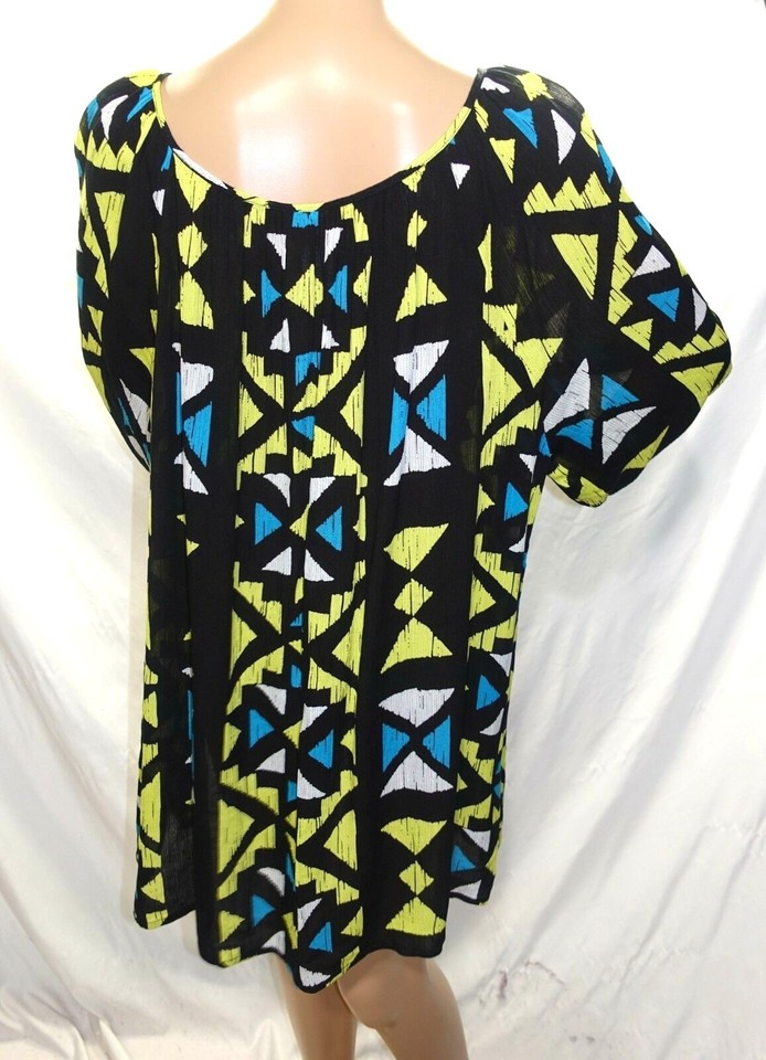 Ruby Rd. Women Plus 1x 2x 3x Green Teal Black Elegant Tunic Top Blouse ...