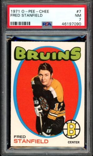 1971-72 O-Pee-Chee OPC Hockey NHL #7 Fred Stanfield PSA 7 NM Boston ...