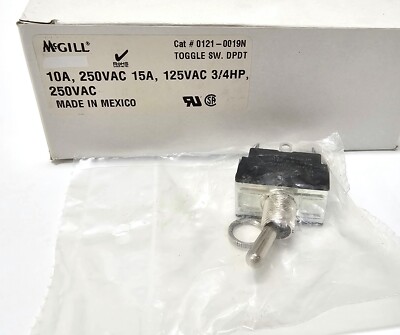 McGill 0121-0019N Toggle Switch DPDT ~ 10A ~ 250VAC 15A ~ 125VAC 3/4HP ...