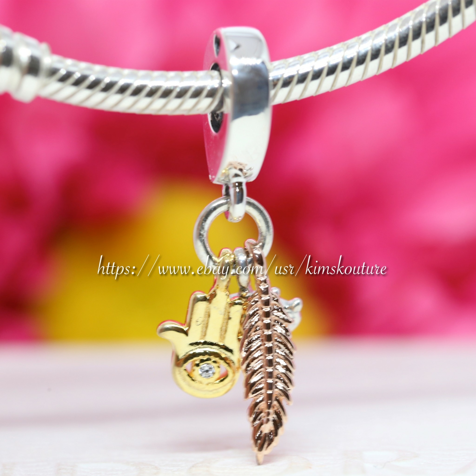 Authentic Hamsa, All-seeing Eye & Feather Spirituality 768785C01 Charm ...