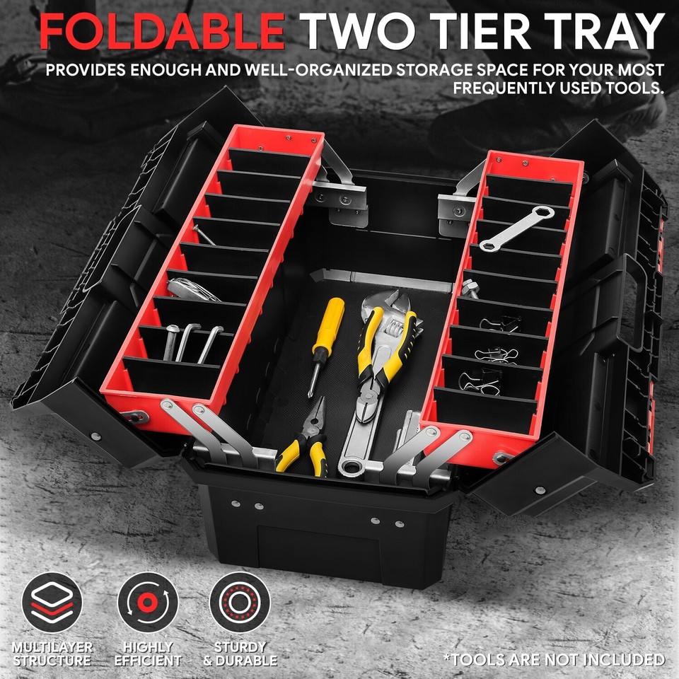 Workshop Garage Lockable 20" 2-Drawer Plastic Folding Tool Box ...