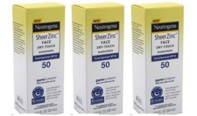BL Neutrogena Sheer Zinc Spf#50 Dry Touch Face Sunscreen 2 oz - THREE ...