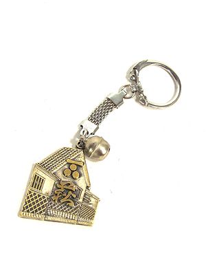 Great-Looking 4-Inch CHINESE KEY RING w/ Image of House or Inn & Cat ...