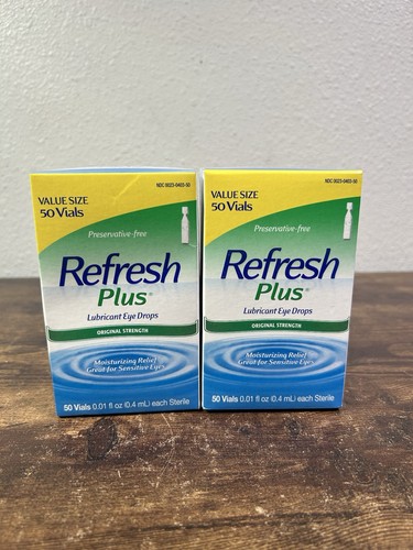 Refresh Plus Lubricant Eye Drops, Moisturizing Relief, 100 Single Vials ...