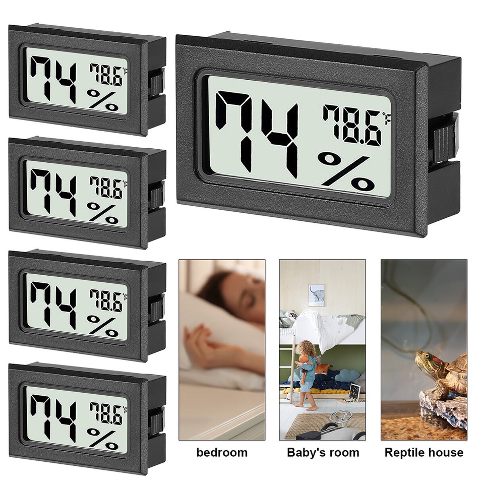 Digital LCD Hygrometer Humidity Meter Thermometer Reptile Temperature ...