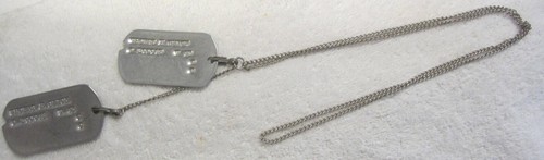 2 tags, WW2 U.S. Army,military,Captain Glick T-43 DOG TAGS,silver CHAIN ...