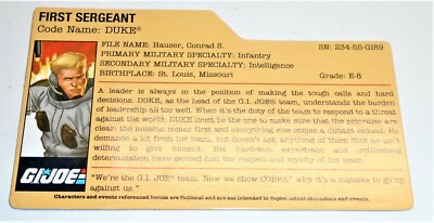 G I JOE File Card I.D. Filecard 2010 Duke V41 | eBay