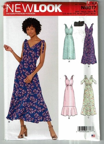 New Look #N6617 Summer Dress with shoulder variations Patterns Sz: 10 ...