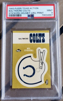 1983 Fleer Team Action Baltimore Colts Stickers Helmet Card PSA 9 Mint ...