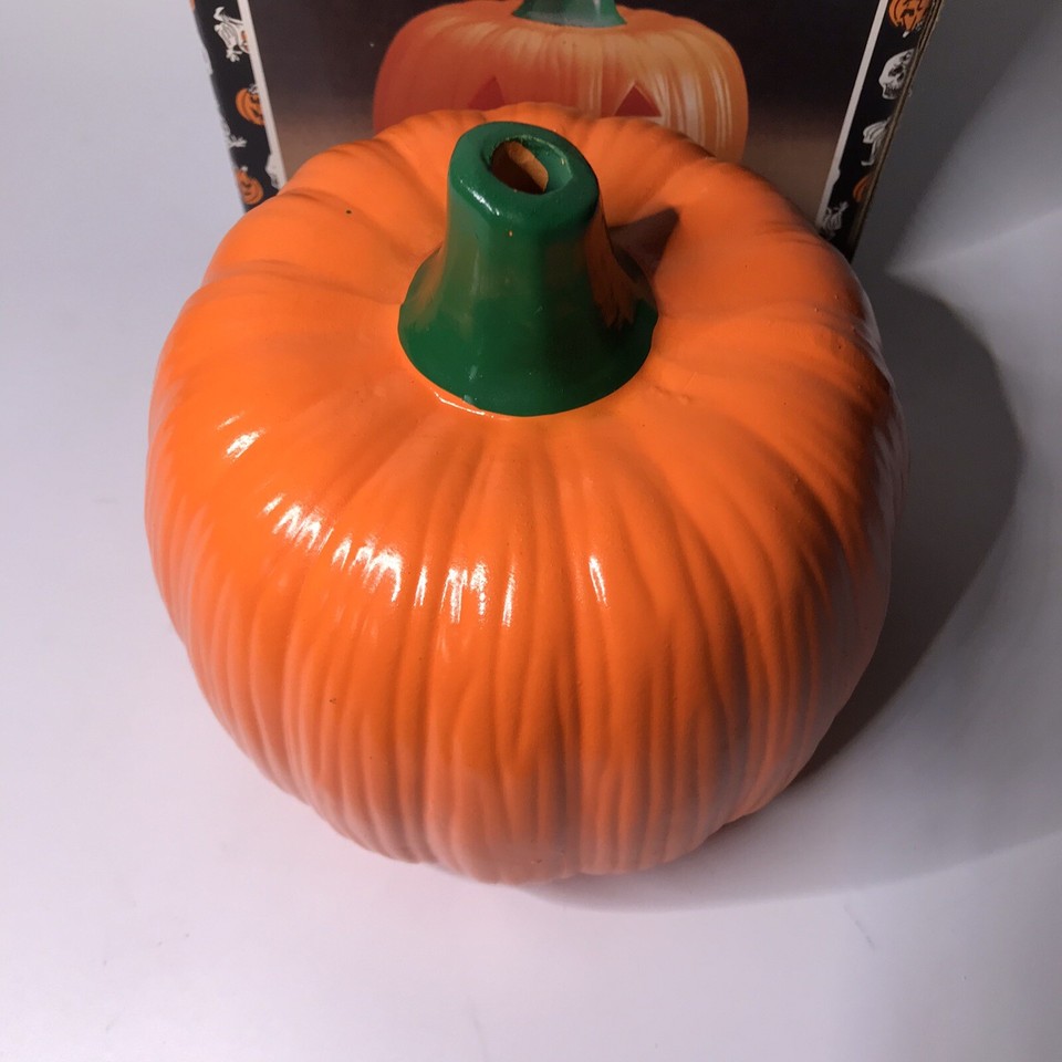 Vintage Halloween Ceramic Pumpkin Jack O Lantern Candle Tea Light ...