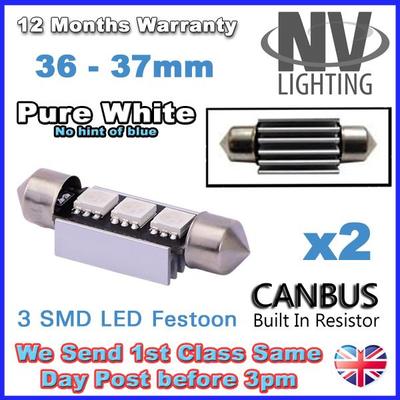 BMW Mini Cooper R50 R52 R53 License Number Plate 3 LED Light Bulbs 36mm ...
