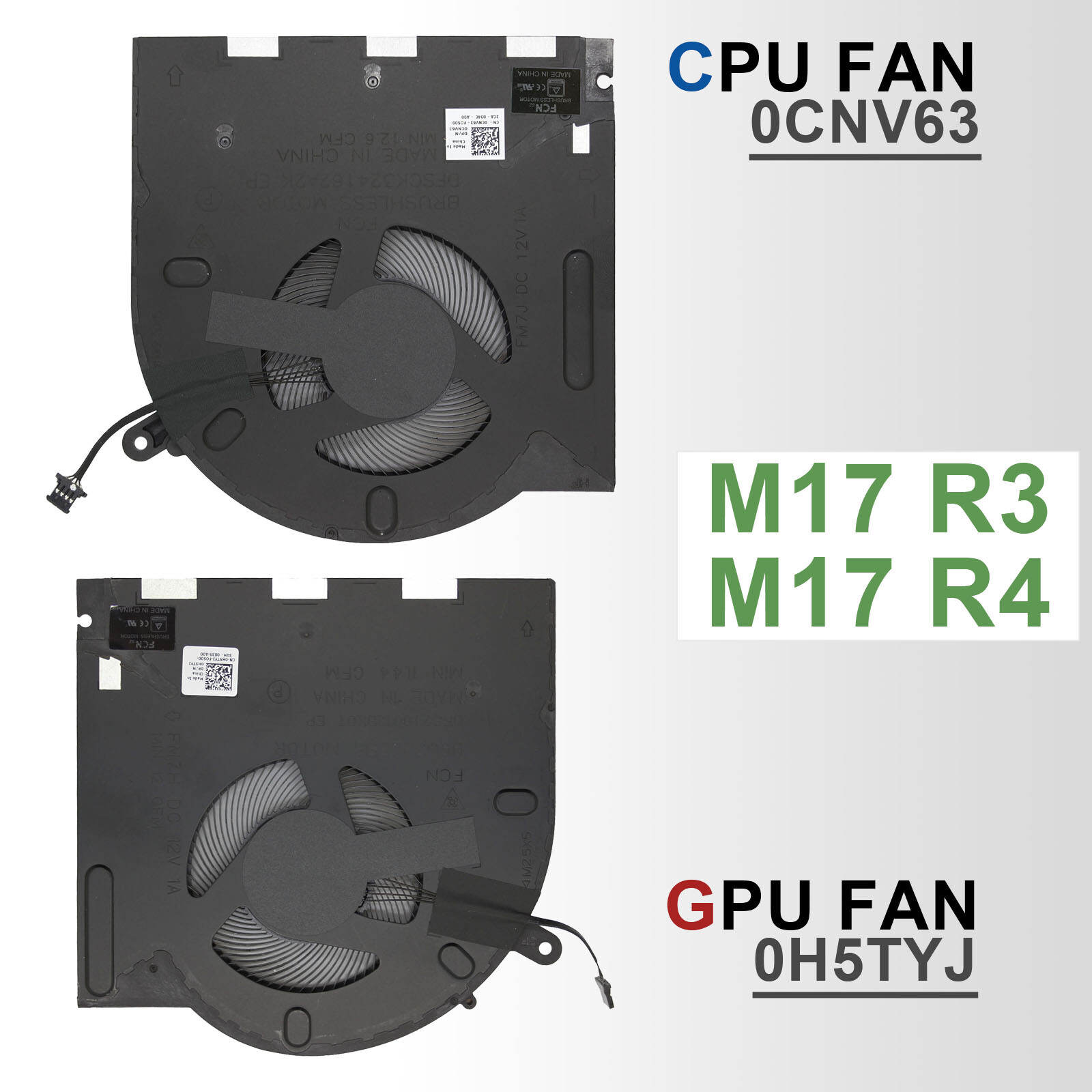 1 Pair OEM CPU + GPU Cooling Fan For DELL Alienware M15 M17 R3 R4 R5 R6 ...
