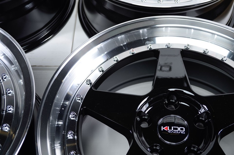 Flow Formed Kudo Racing 18x8 5x114.3 Black Wheels Rims Mustang Accord ...