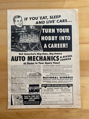 1955 Print Ad National Schools Auto Mechanics & Diesel Course | eBay