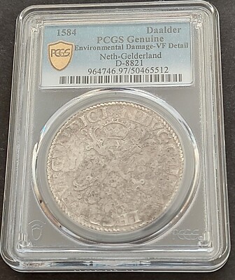 1584 Netherlands Daalder , Gelderland , NGC VFdetails , nice silver ...