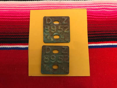 1944 TEXAS War Tabs PASSENGER LICENSE PLATES DZ8952 PAIR | eBay