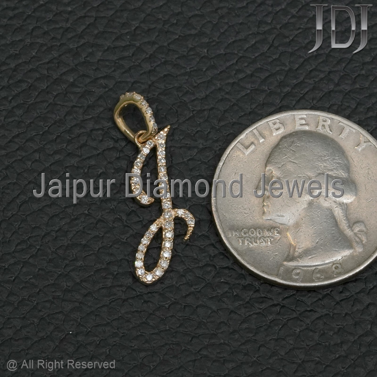 J Initial Genuine Diamond Solid 14k Yellow Gold Alphabet Charm Pendant ...