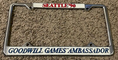 Rare 1990 Goodwill Games Ambassador Metal License Plate Frame, Seattle ...