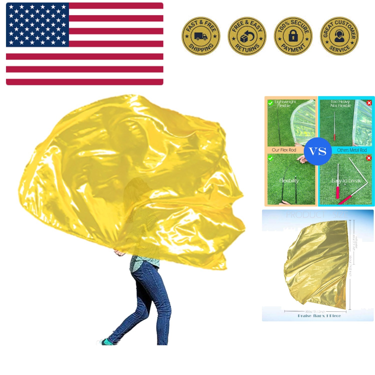 1 Piece 55" x 74" semicircle Worship Angel Wing Flags, semicircle ...