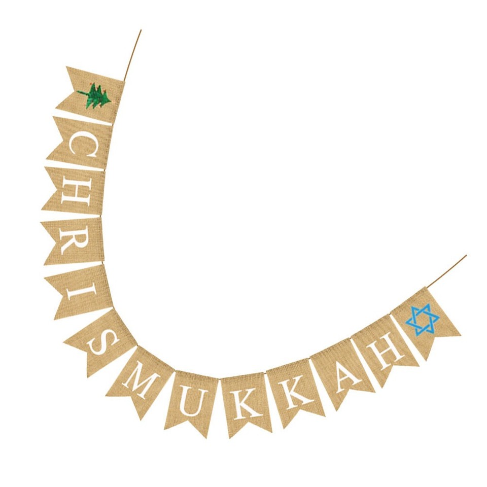 Christmas Burlap Banners Set Letter Printing Garland Bunting ...