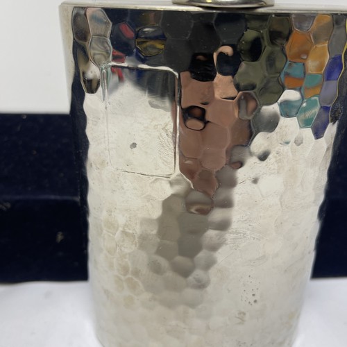 Vintage Hammered Hip Flask West Germany, Tin-Lined 10 oz Curved 7" Tall ...