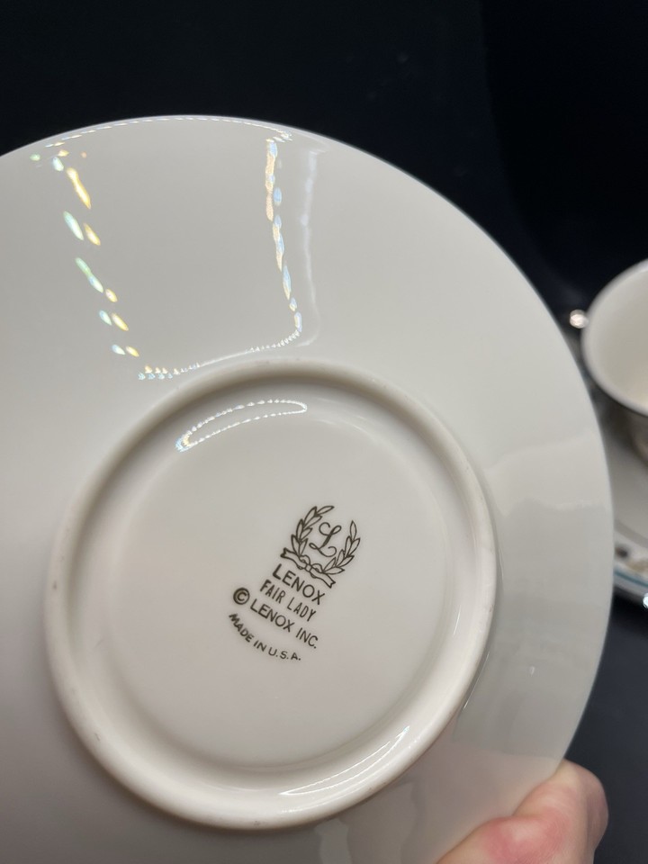 Lenox Fair Lady Set Of 4 Teacups Tea Cups With Saucers As Is | eBay