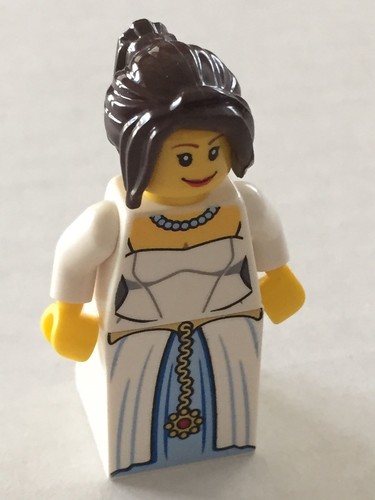 *NEW* Lego 1 Minifig PRINCESS Female Girl LONG DARK BROWN HAIR White ...