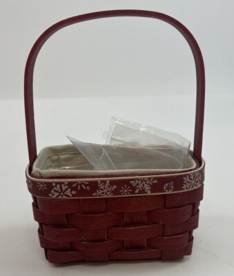 Longaberger 2010 Falling Snow Gift Basket Set W/ Liner Snowflakes ...