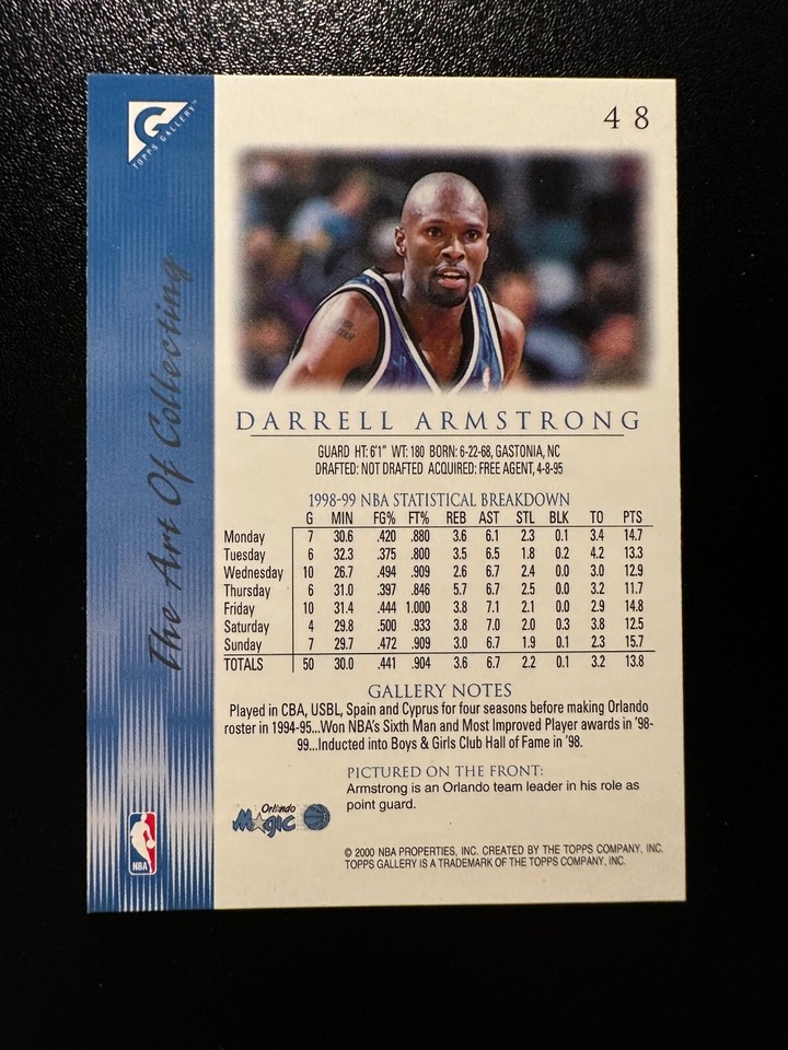 2000-01 Topps Gallery Darrell Armstrong #48. Magic | eBay