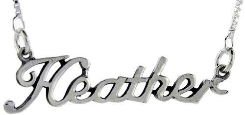 925 Sterling Silver Heather Name Plate Tag Pendant Necklace 17" Chain ...