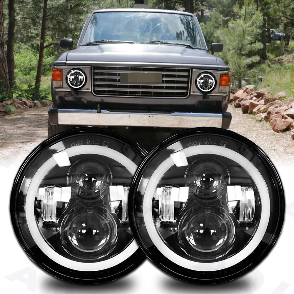 Pair 7" inch Round Led Headlights DRL For 1965-1985 LAND CRUISER FJ40 ...