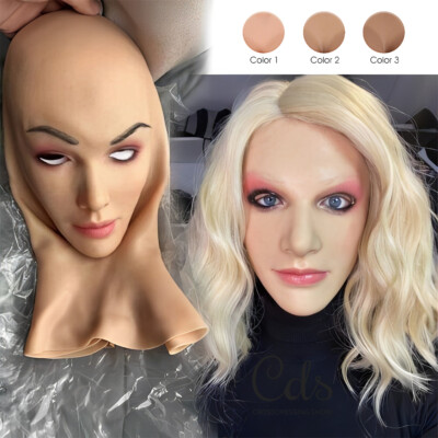 Realistic Silicone Female Head Mask Crossdresser Face Mask For women ...