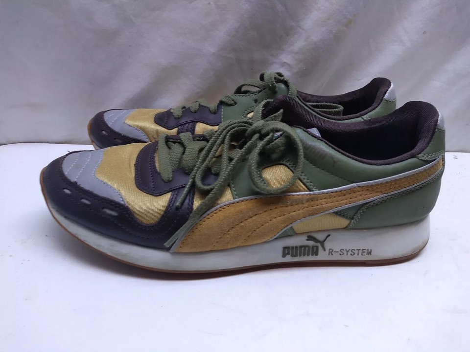 PUMA R-System Leather Lace Up Low Top Fashion Sneaker US Men Shoe Size ...