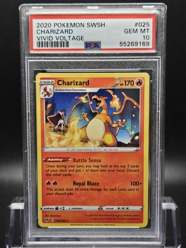 Charizard 025/185 Vivid Voltage Non-Holo Rare Pokemon Card PSA 10 Gem ...