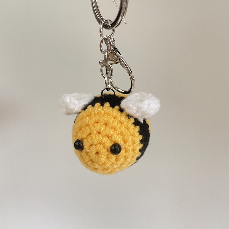 Novelty Cute Knitting Bee Keychain Little Bees Keychain Pendant Keyring ...