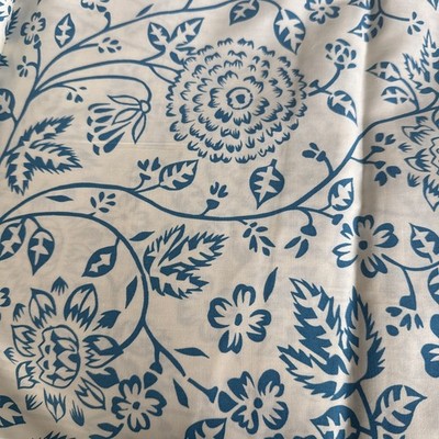 VTG Sears Vincent Price National Treasure Floral Blue Ivory Fabric 45 ...