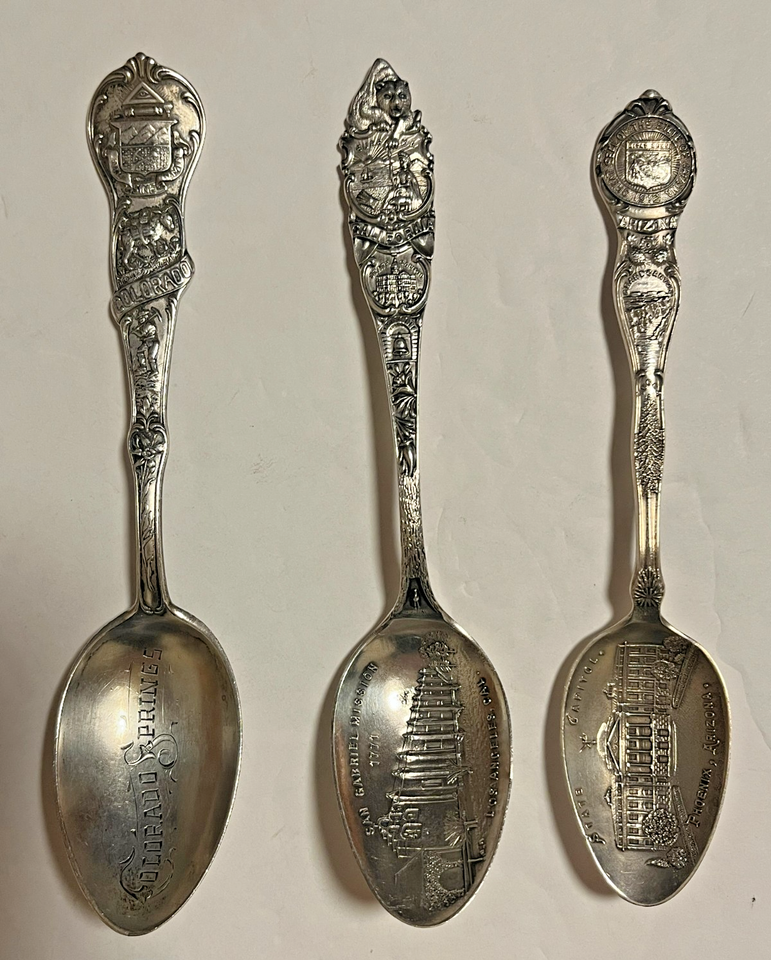 12 STERLING SILVER SOUVENIR SPOONS SCRAP OR USE 287 GRAMS #1 OF 5 | eBay