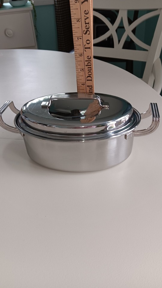 RETRO MCM VTG FLINT WARE By EKCO Roaster Stainless Steel Oval 10 X 6 ...