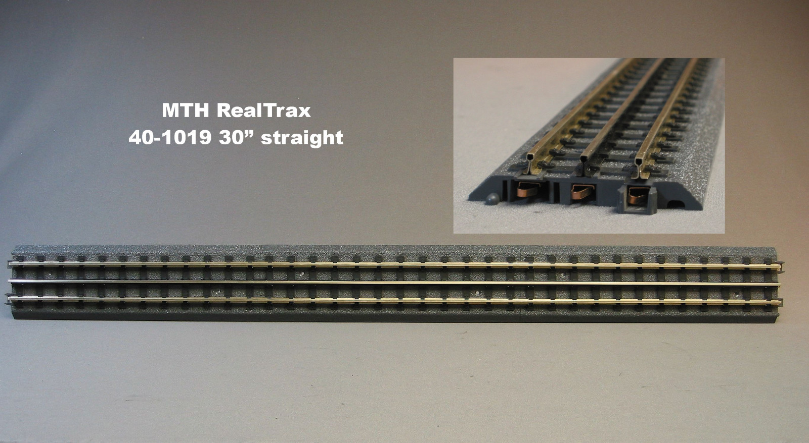 MTH REALTRAX 30" LONG STRAIGHT TRAIN TRACK 3 rail w/roadbed o gauge 40 ...