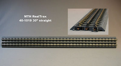 MTH REALTRAX 30" LONG STRAIGHT TRAIN TRACK 3 rail w/roadbed o gauge 40 ...