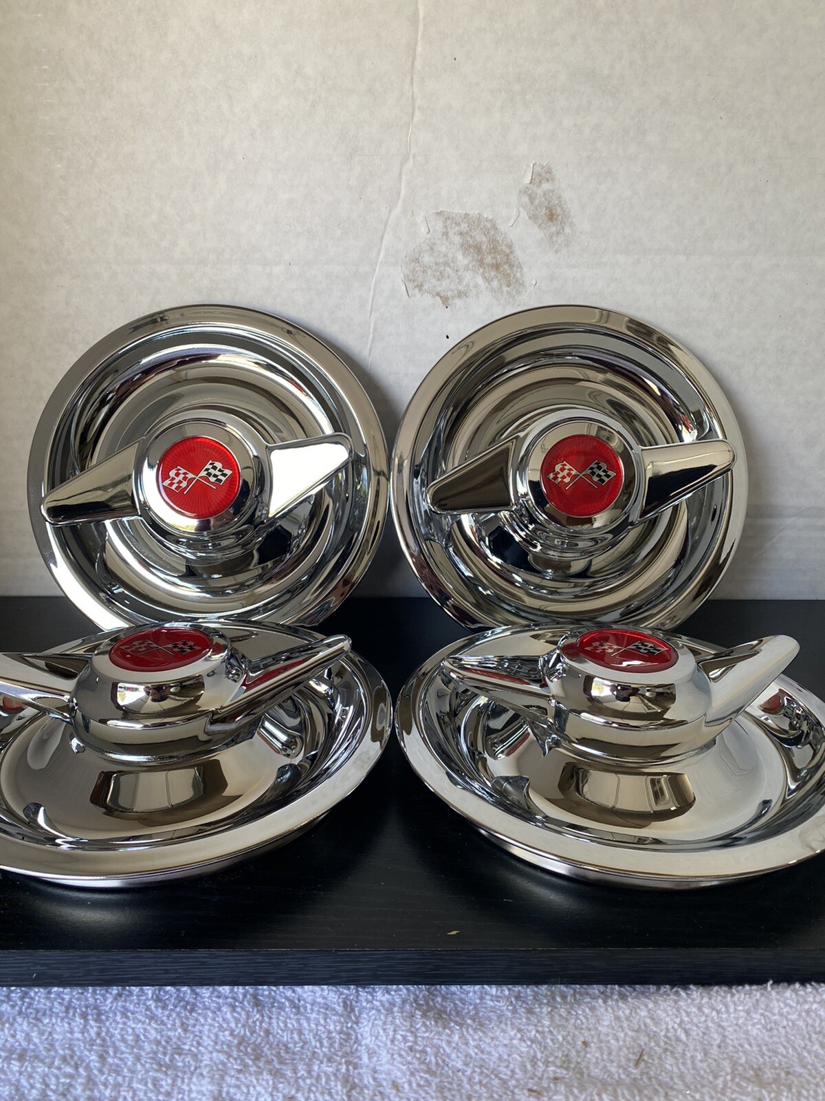 Chevy Rally Wheels 7" Center Caps (Set of 4) 2 BAR SPINNERS 4pc Red ...