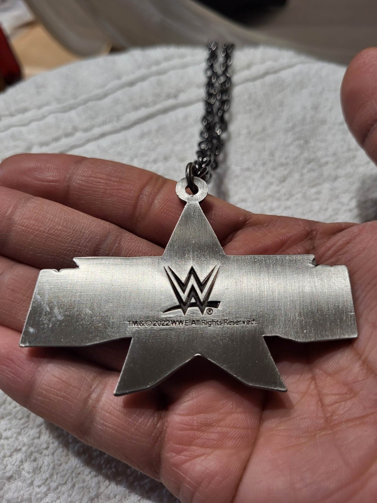 RARE WWE Wrestlemania Stainless Metal Pendant w/ Blac… - Gem