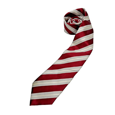 Donald J Trump Signature Collection Necktie Red White Grey Striped 100% ...