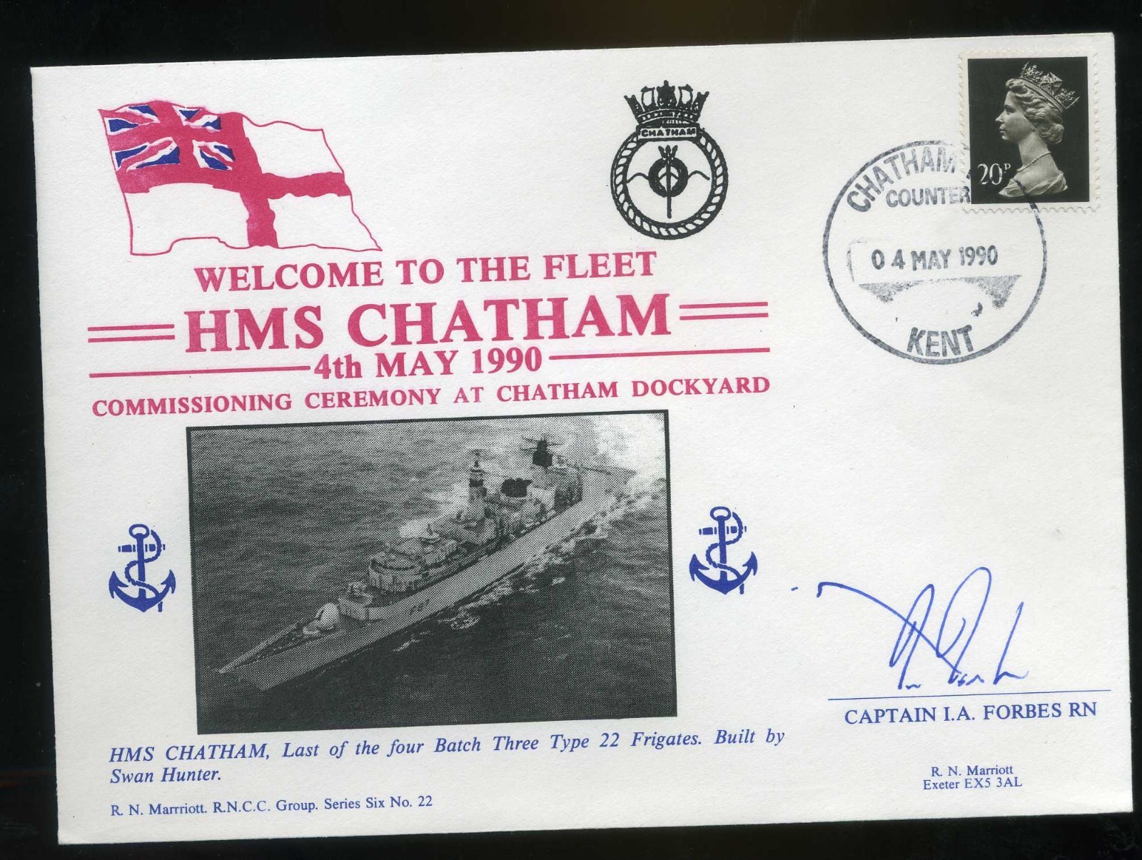 1990 Welcome to HMS Chatham NAVY Signed C/O Catain I Forbes | eBay UK