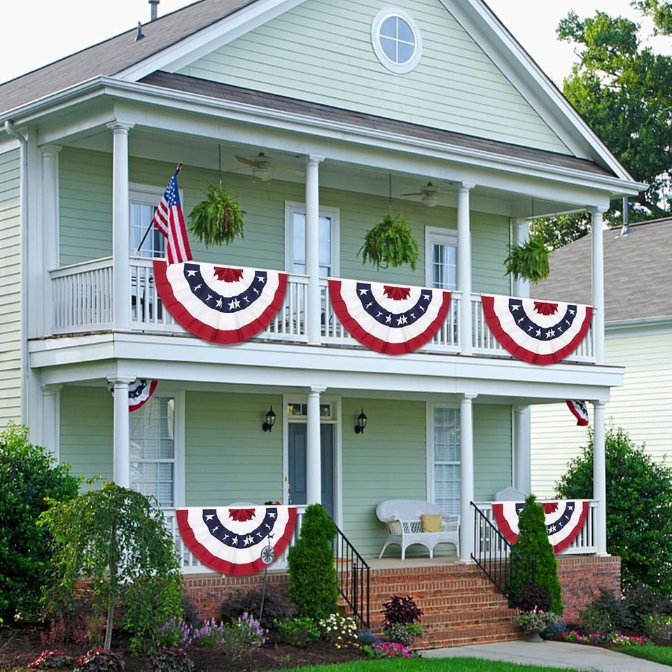 4 Pack USA Pleated Fan Flag 3X6 Feet American US Bunting Flags Half Fan ...