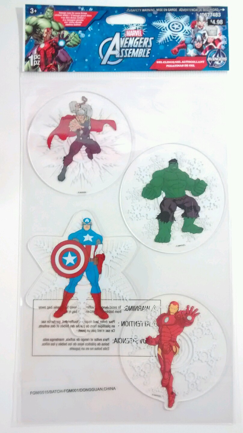 Marvel Avengers Reuseable Window Gel Clings Thor Captain America Hulk ...