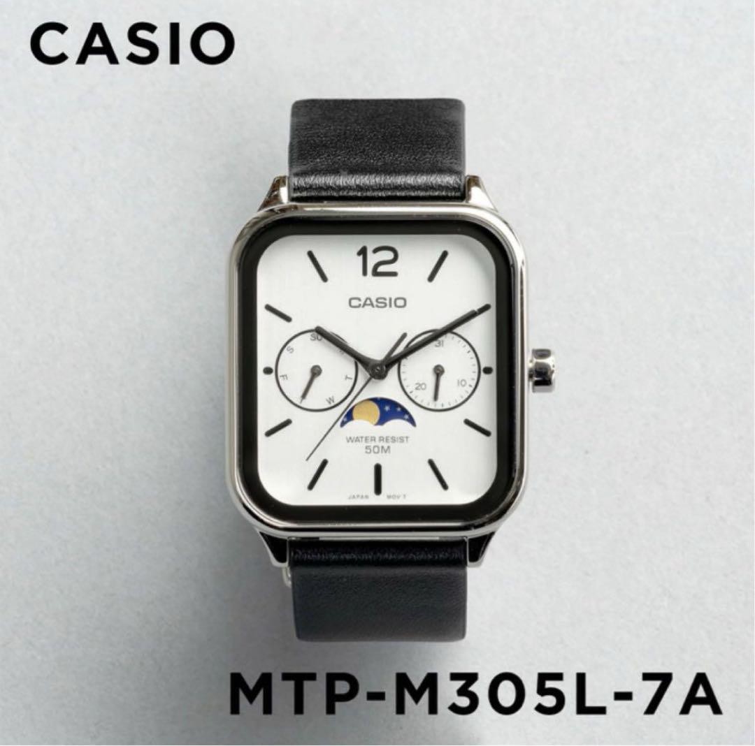 Casio MTP-M305L-7A Lunar Moon Phase Analog Leather Watch Men Used | eBay