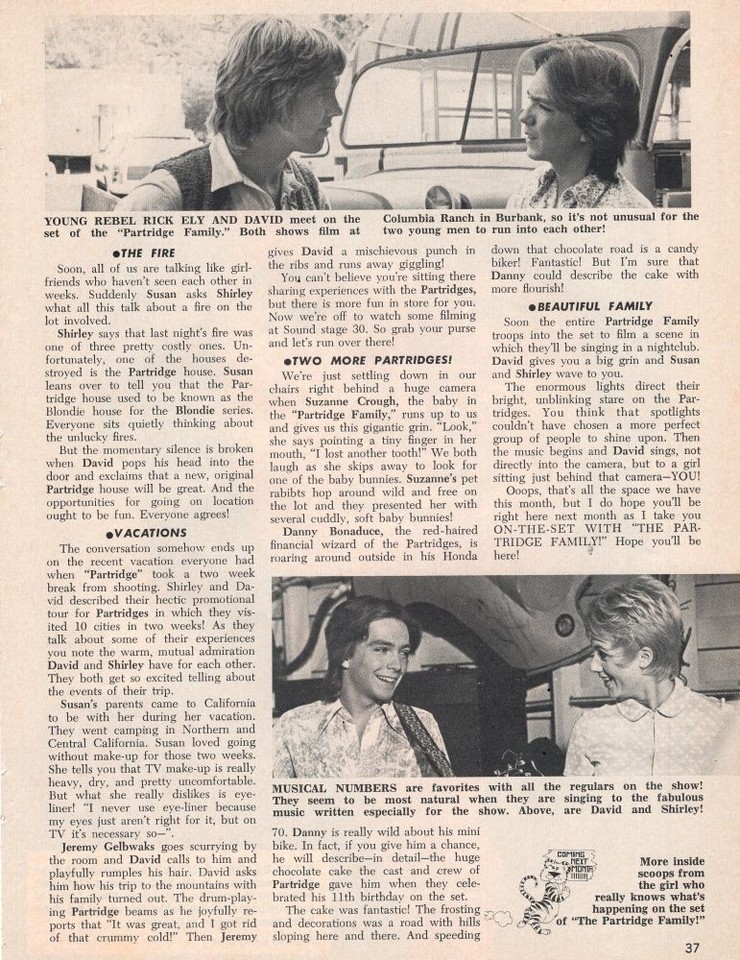 Bobby Sherman pinup Rick Ely David Cassidy Shirley Jones Partridge ...